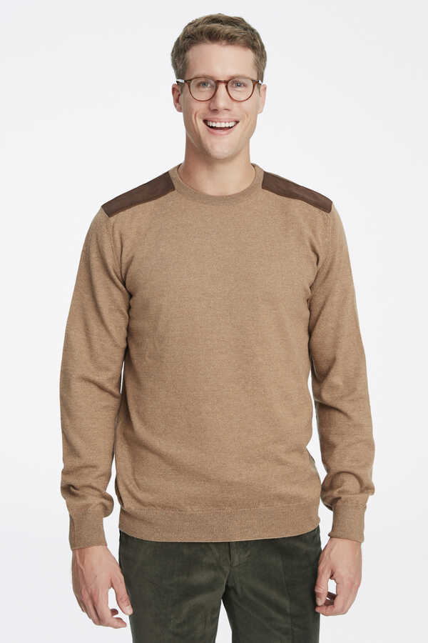 Waterton Beige Marine Crew Neck Sweater - Smile